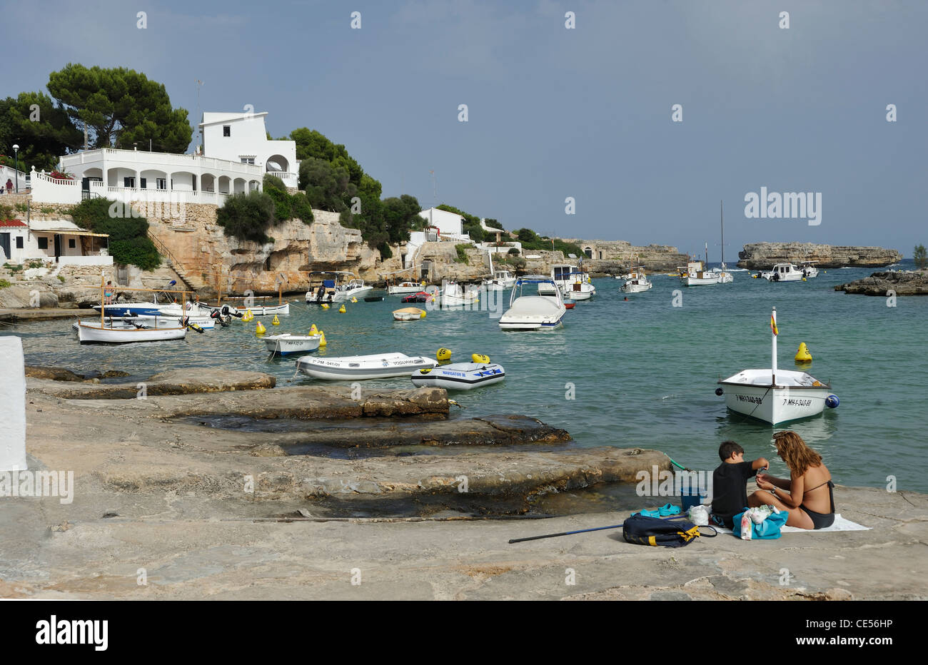beach and harbour in Alcalfar Menorca Spain a fishing village and ...