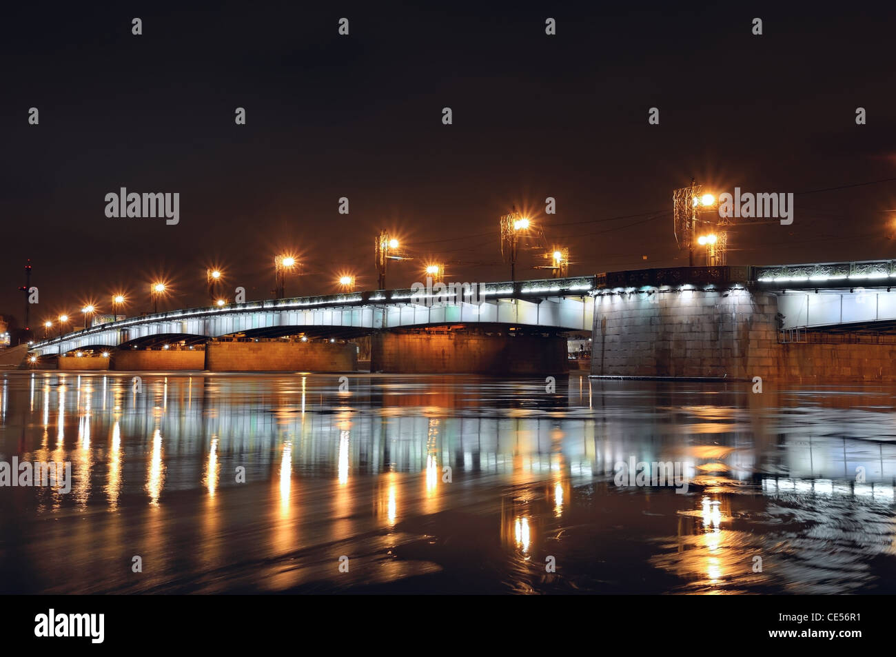 Saint - Petersburg: Liteiny bridge at night Stock Photo - Alamy