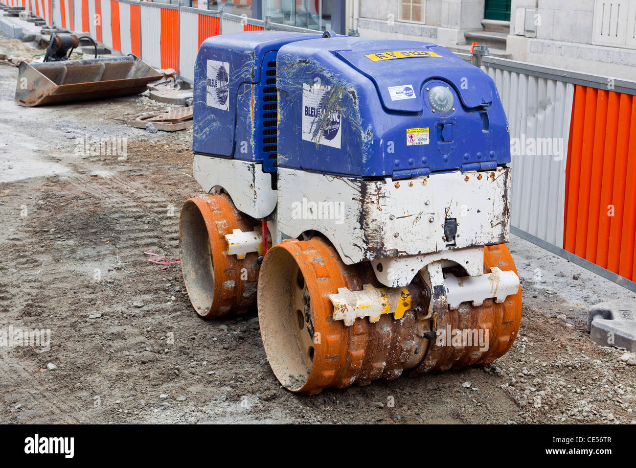 A remote controlled compactor on a building site in France Stock Photo ...