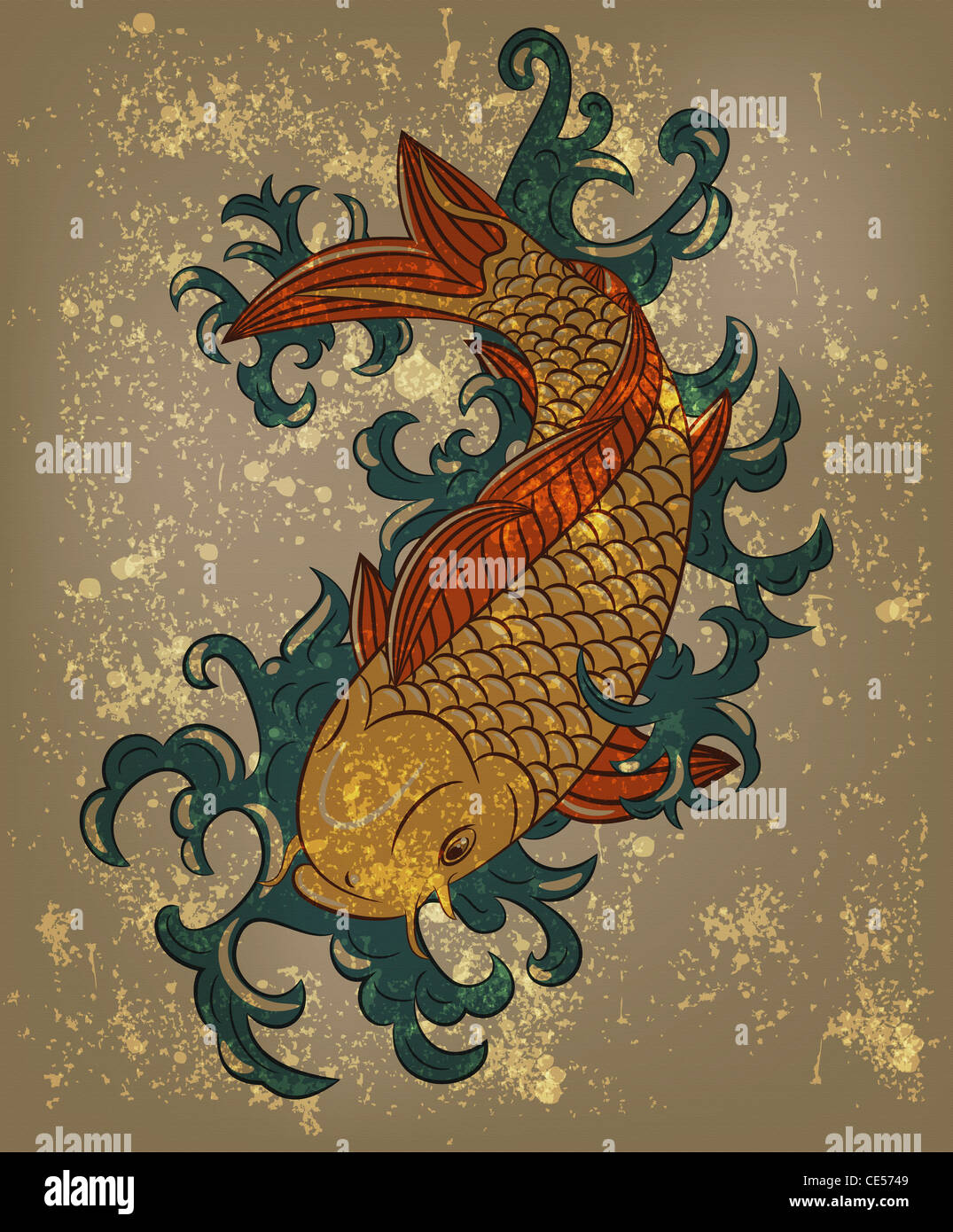 japanese koi carp fish on grungy background Stock Photo - Alamy