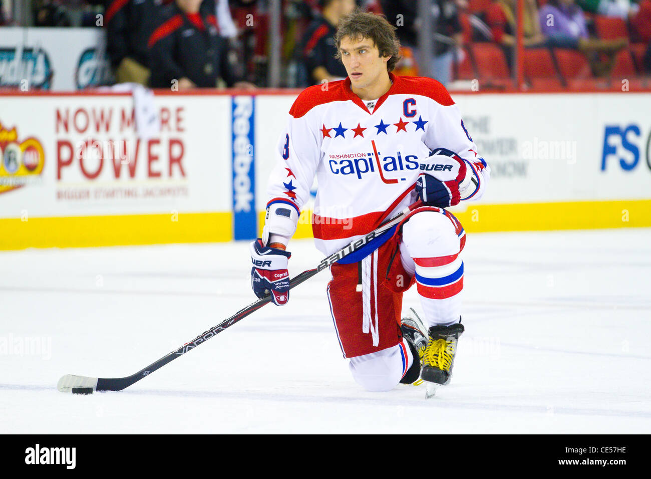 Washington Capital Alex Ovechkin in an NHL game during the 2011-2012 ...