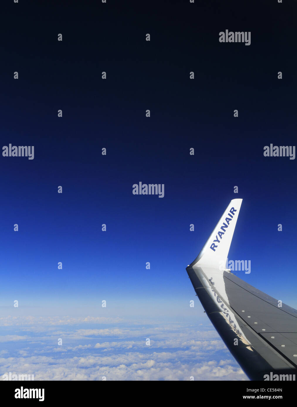 The wing tip logo of budget airline Ryanair Boeing 737 800 aircraft ...