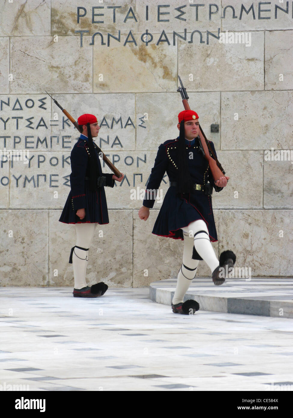 Syntagma Square, Greek parliament, change of the guards (evzones) at the tomb of their Unknown ...