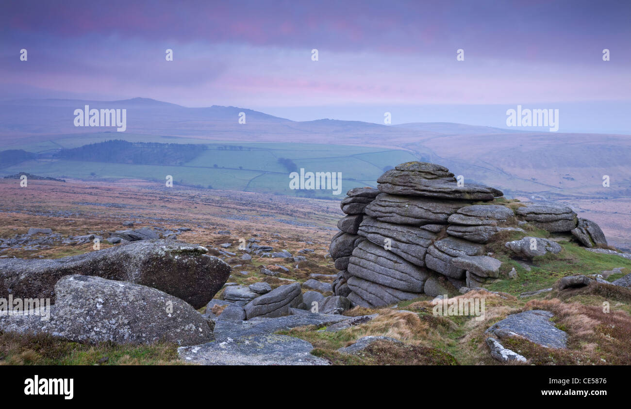 View towards High Willhays from Belstone Tor, Dartmoor, Devon, England ...