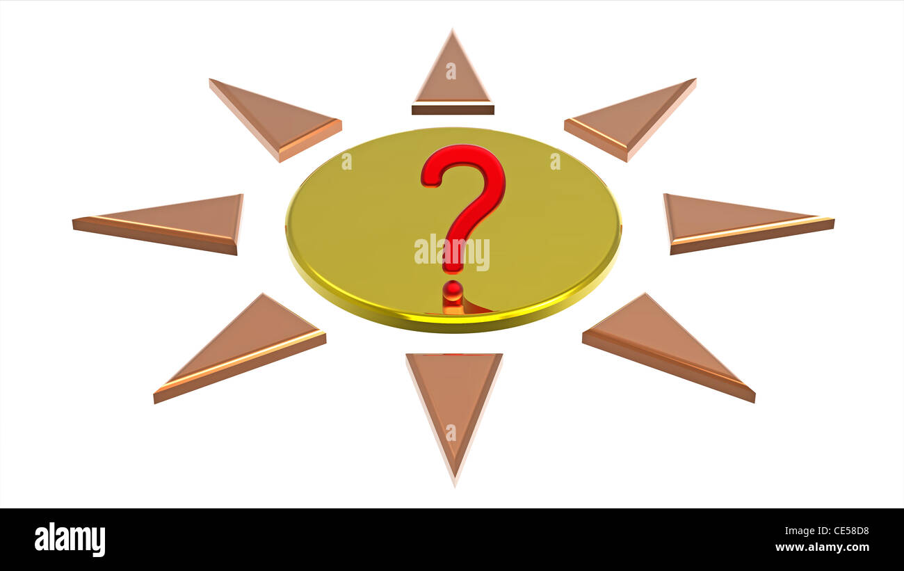 Question mark with directions isolated on white Stock Photo - Alamy