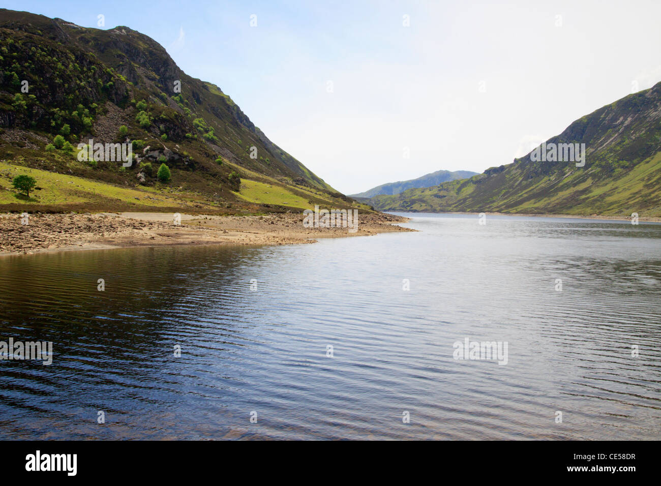 Looking across Llyn Cowlyd towards Creigiau Gleision Stock Photo - Alamy