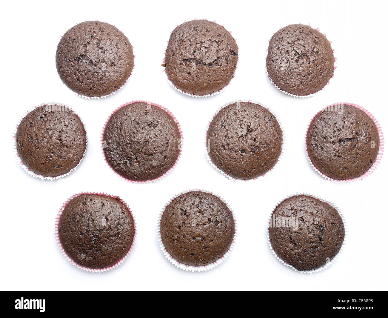 Ten chocolate muffins shot from above on white background Stock Photo ...