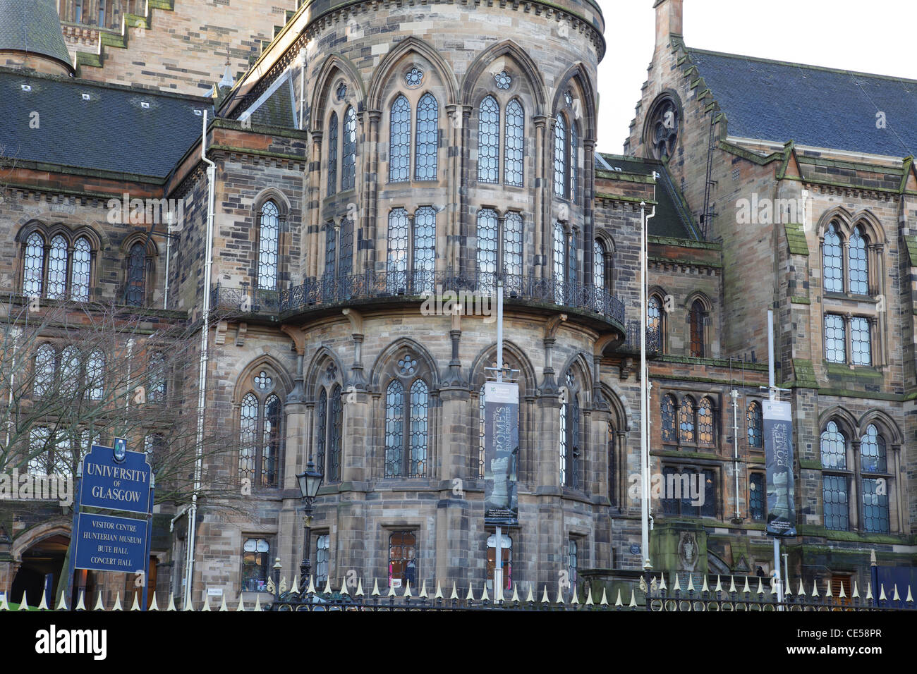 The North facade of the The University of Glasgow main building on the ...