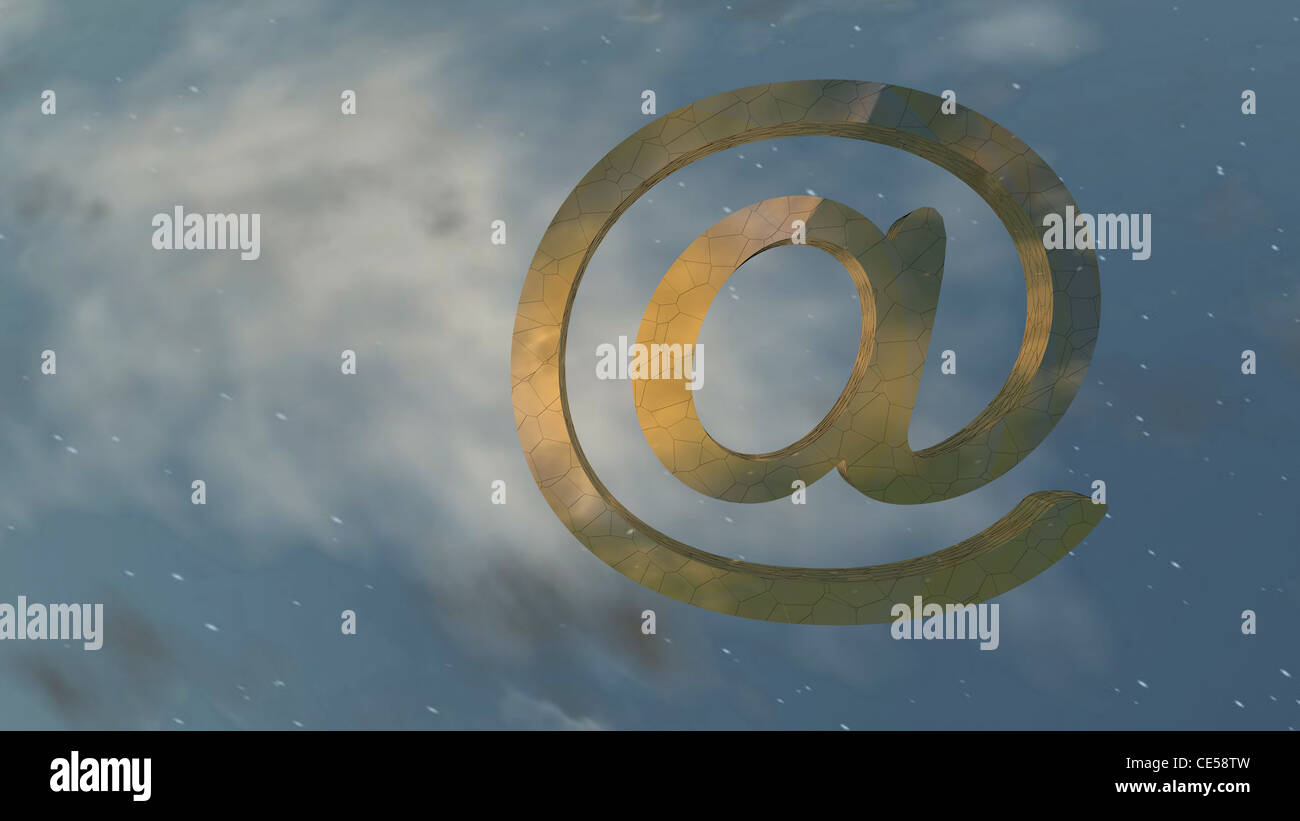 shattered gold email symbol on starry sky background Stock Photo - Alamy