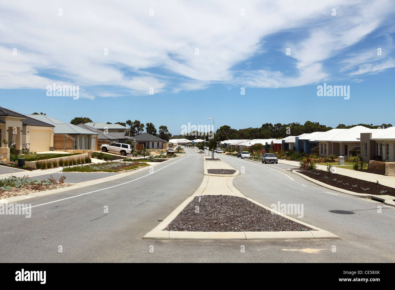 A recently built housing estate in Yanchep, Western Australia ...