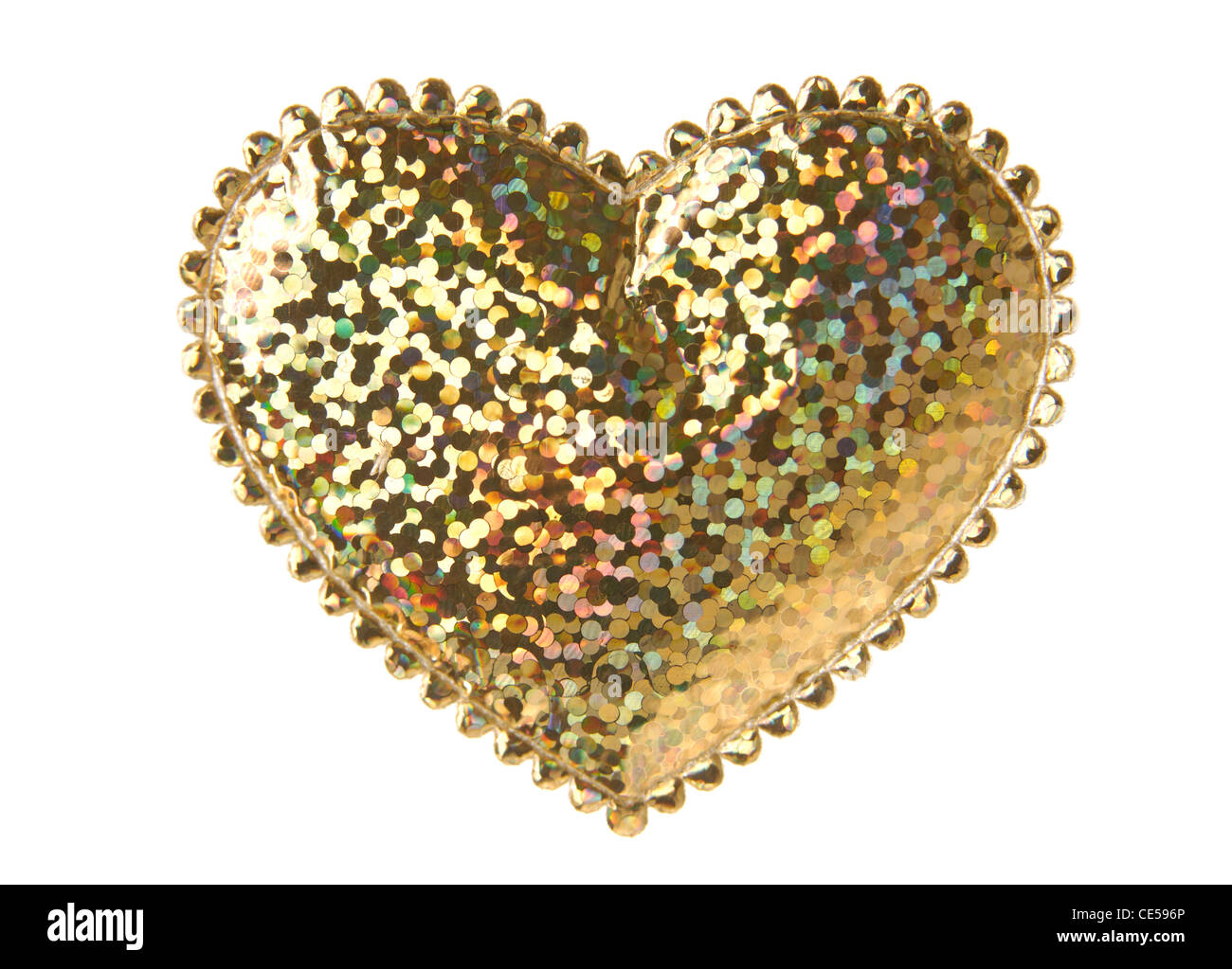 Shiny gold heart shape isolated on white background Stock Photo - Alamy