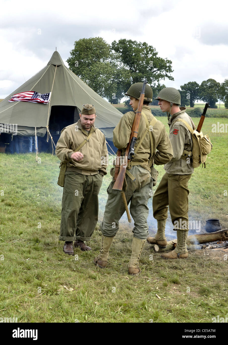 Scene reconstruction, U.S. Army soldiers, liberation of the town of ...