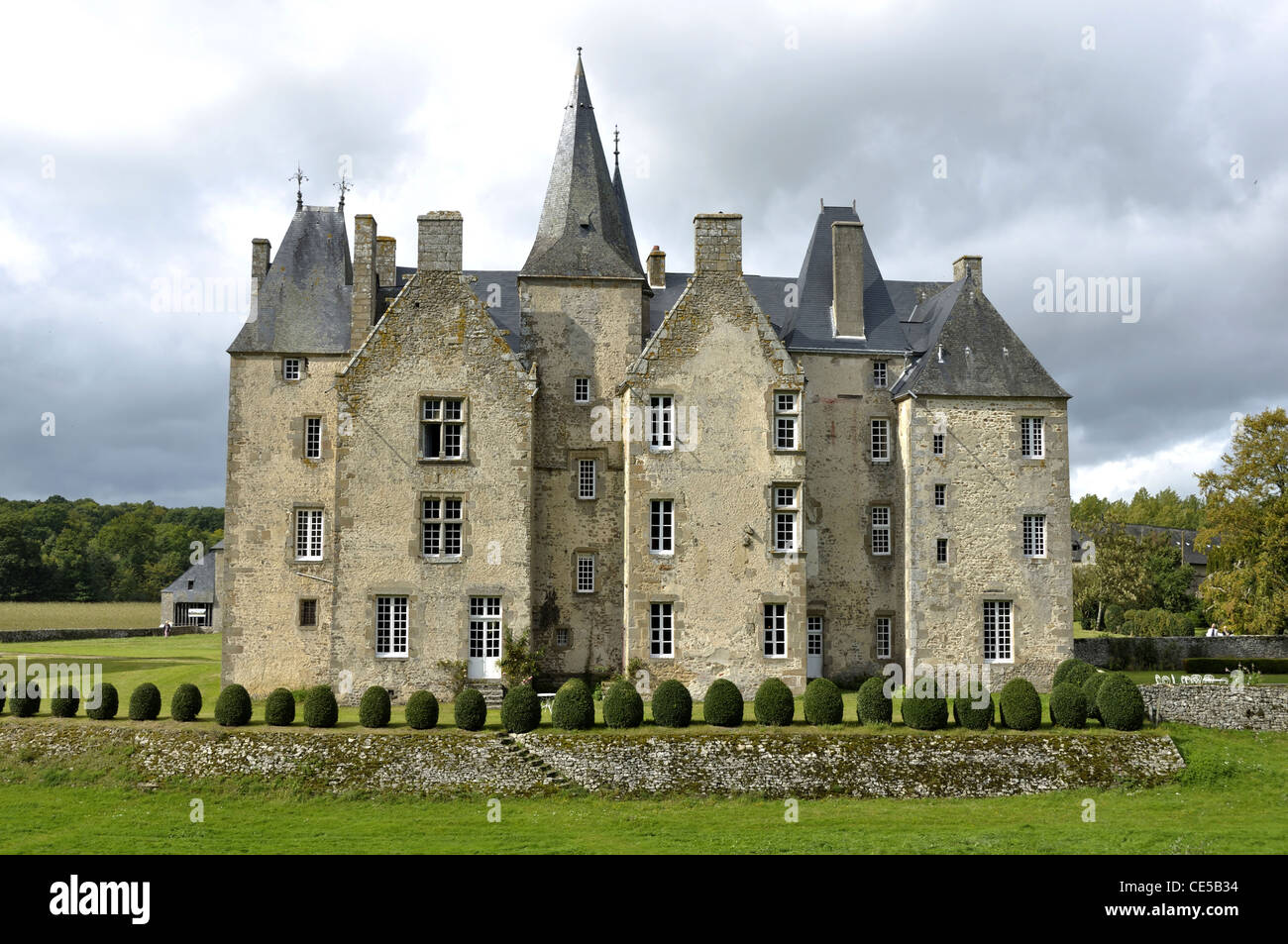 Medieval castle of Bourgon (XIII, XV). Montourtier, Mayenne department ...