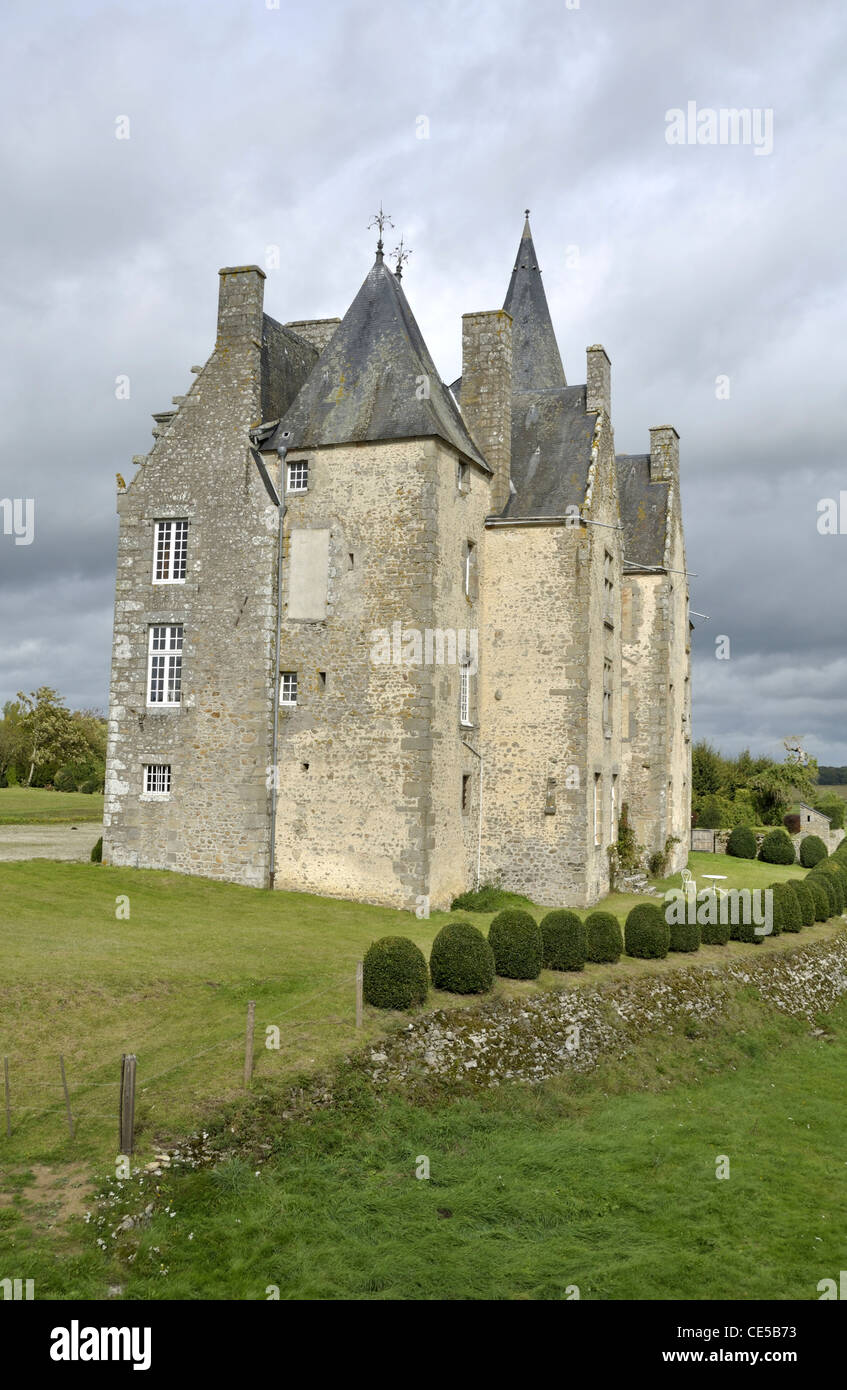 Medieval castle of Bourgon (XIII, XV). Montourtier, Mayenne department ...