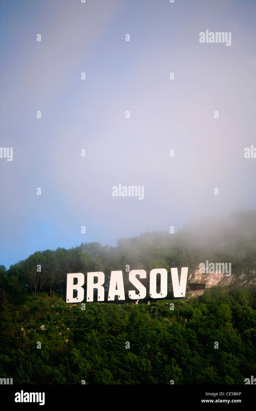 Europe, Romania, Brasov, The Hollywood like Brasov Sign on the Mountain ...