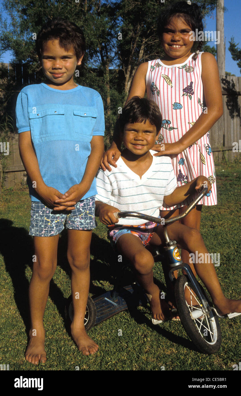 Three First Nations aboriginal children, Australia 1990 Stock Photo - Alamy