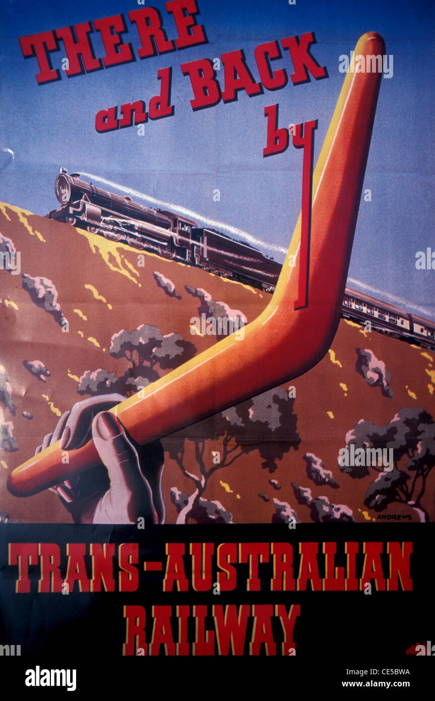Old poster for the Trans Australian Railway Stock Photo - Alamy