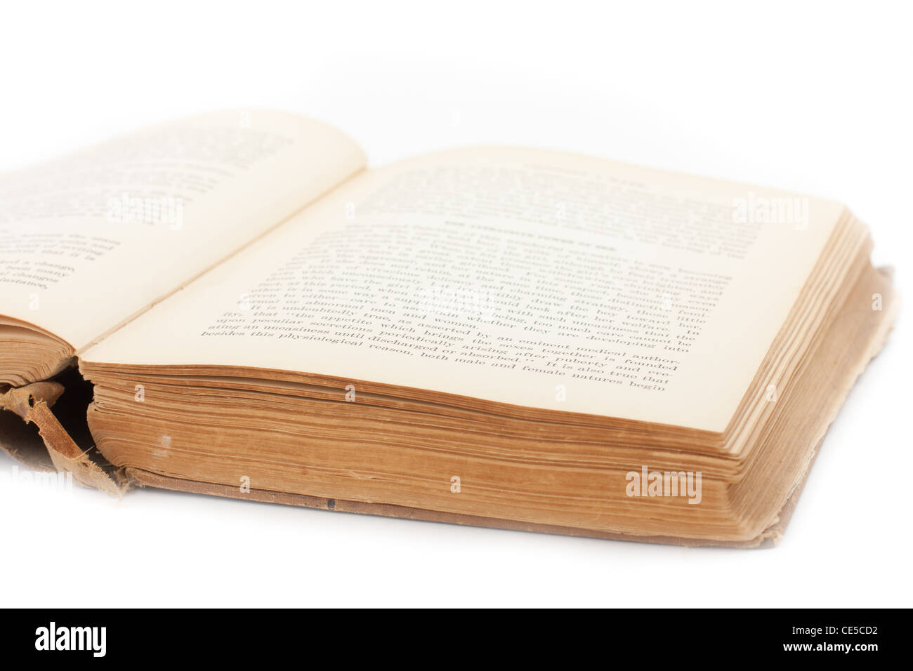 opened antique book on isolated white background Stock Photo - Alamy