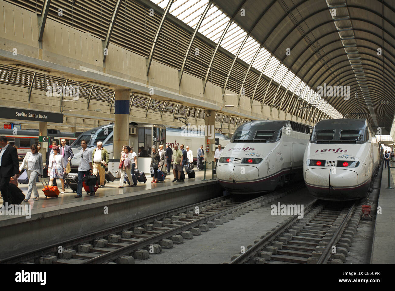 Renfe high-speed train at Sevilla Santa Justa train station, Sevilla ...