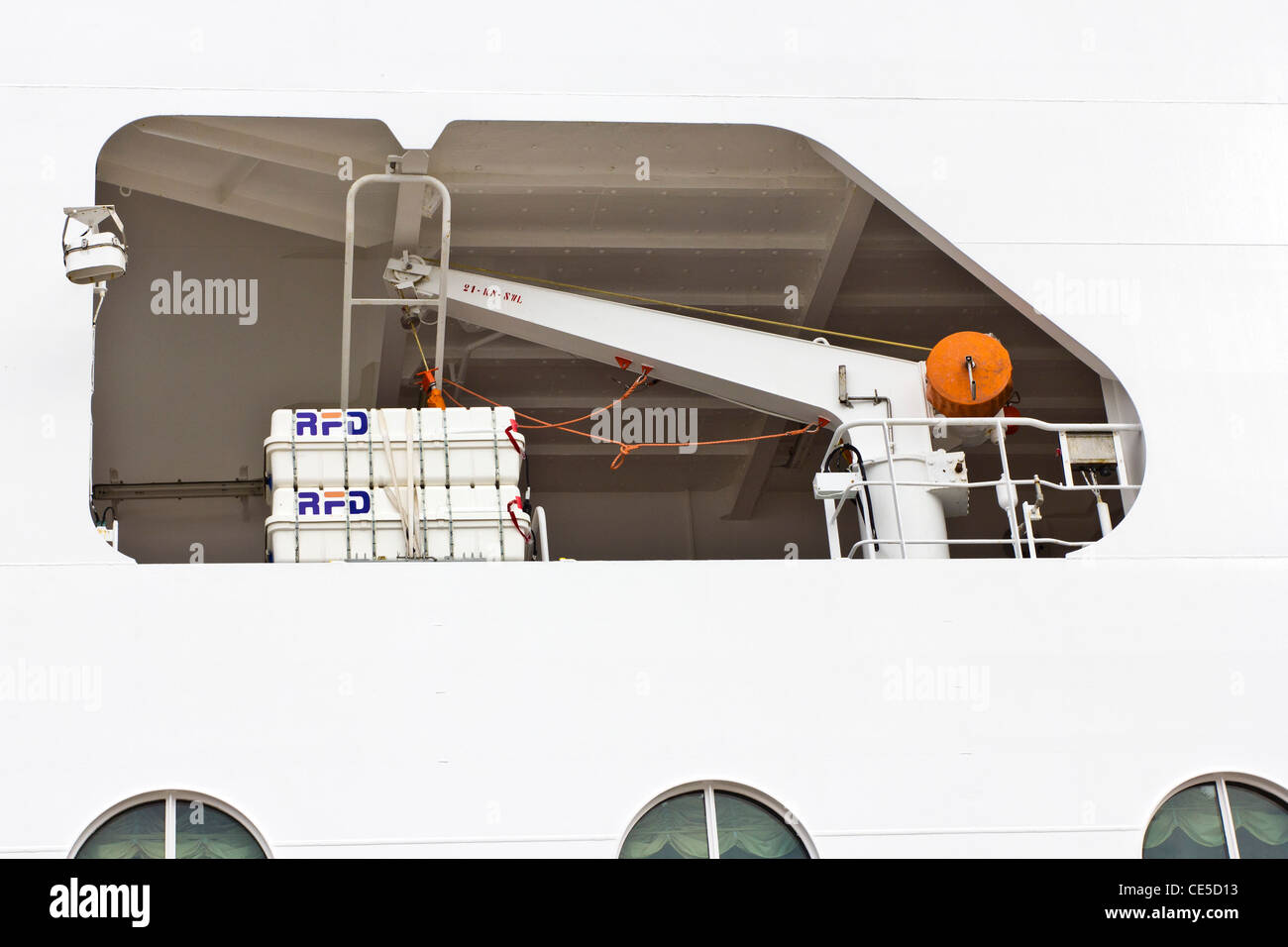 RFD Liferafts and gantry on MSC Armonia Stock Photo - Alamy