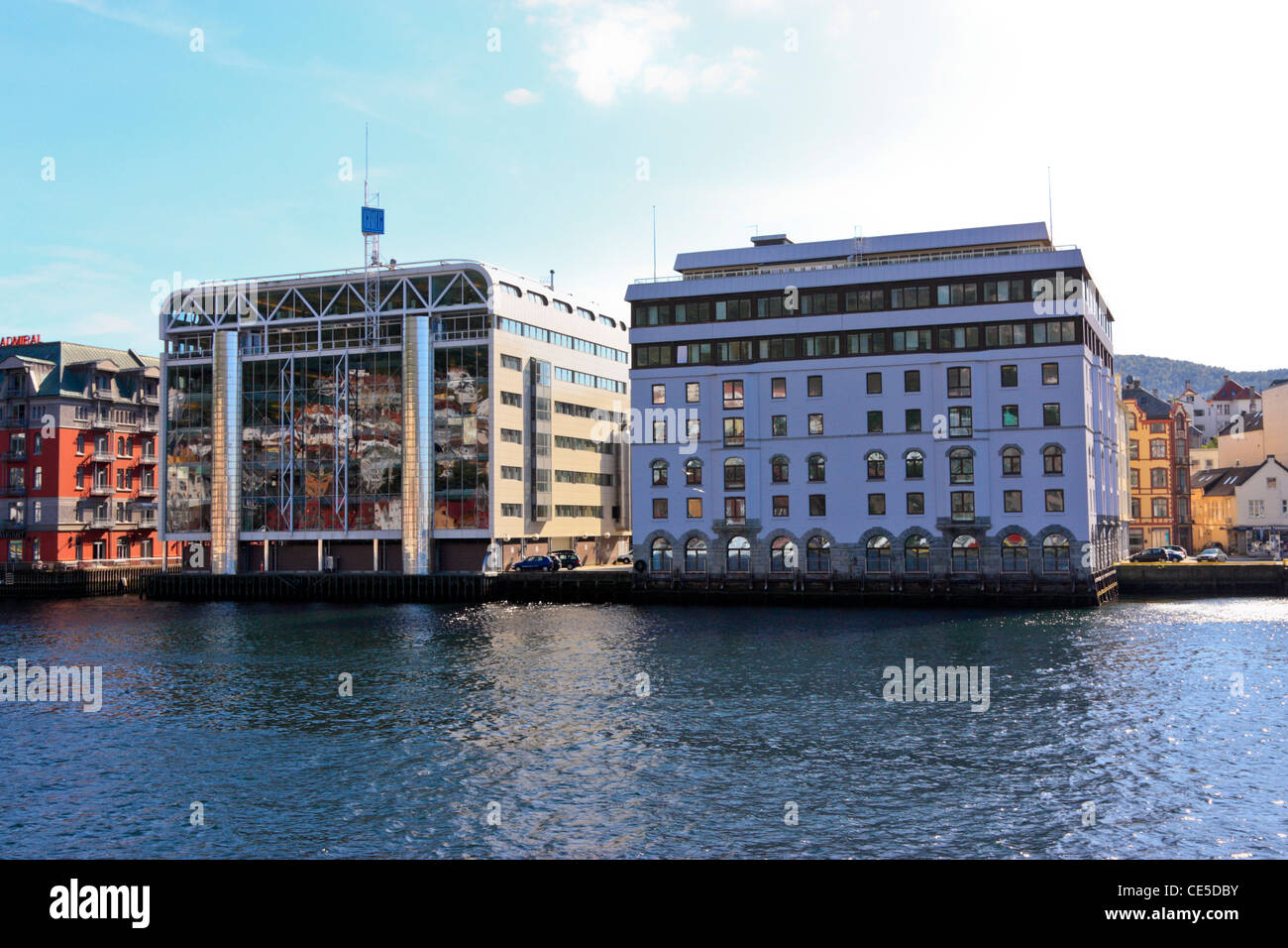Modern Buildings on the Quayside, Port of Bergen, Norway Stock Photo ...