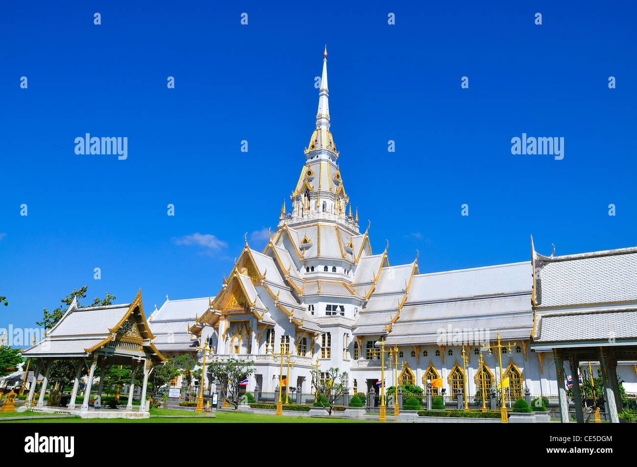 A great marble church, Wat Sothorn, Chachoengsao Thailand Stock Photo ...