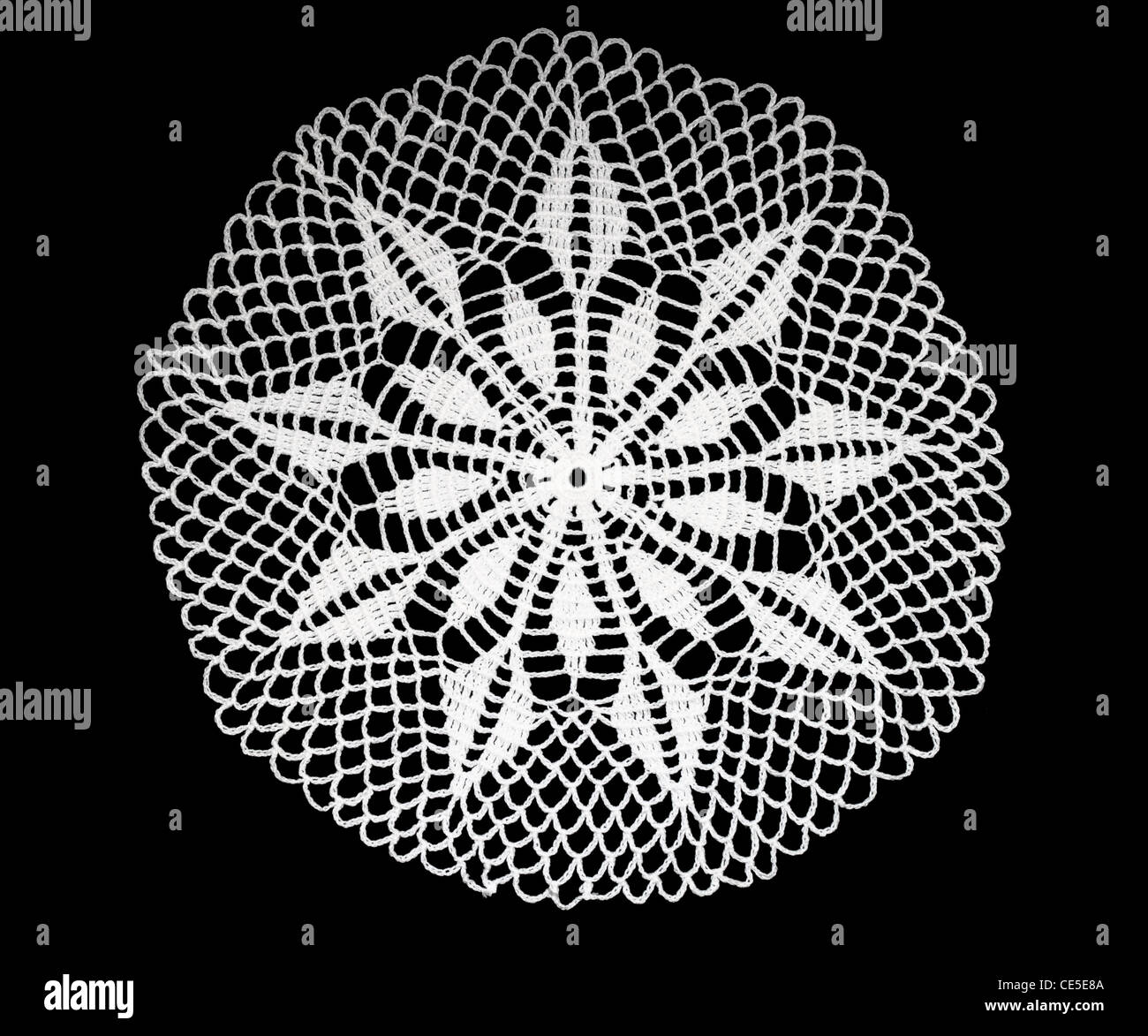 White round lace isolated on black background Stock Photo - Alamy