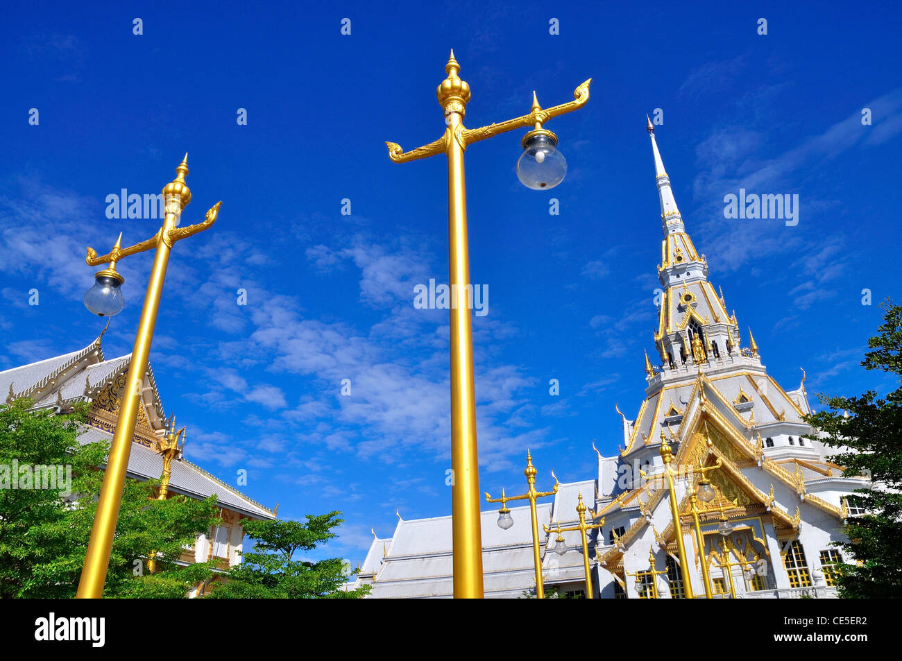 A great marble church, Wat Sothorn, Chachoengsao Thailand Stock Photo ...