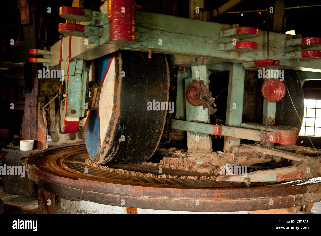 Interior of an oil mill in Zaanse Schans, The Netherlands Stock Photo ...