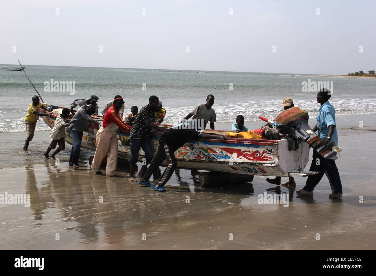 fishing boat in gunjur gambia Stock Photo - Alamy