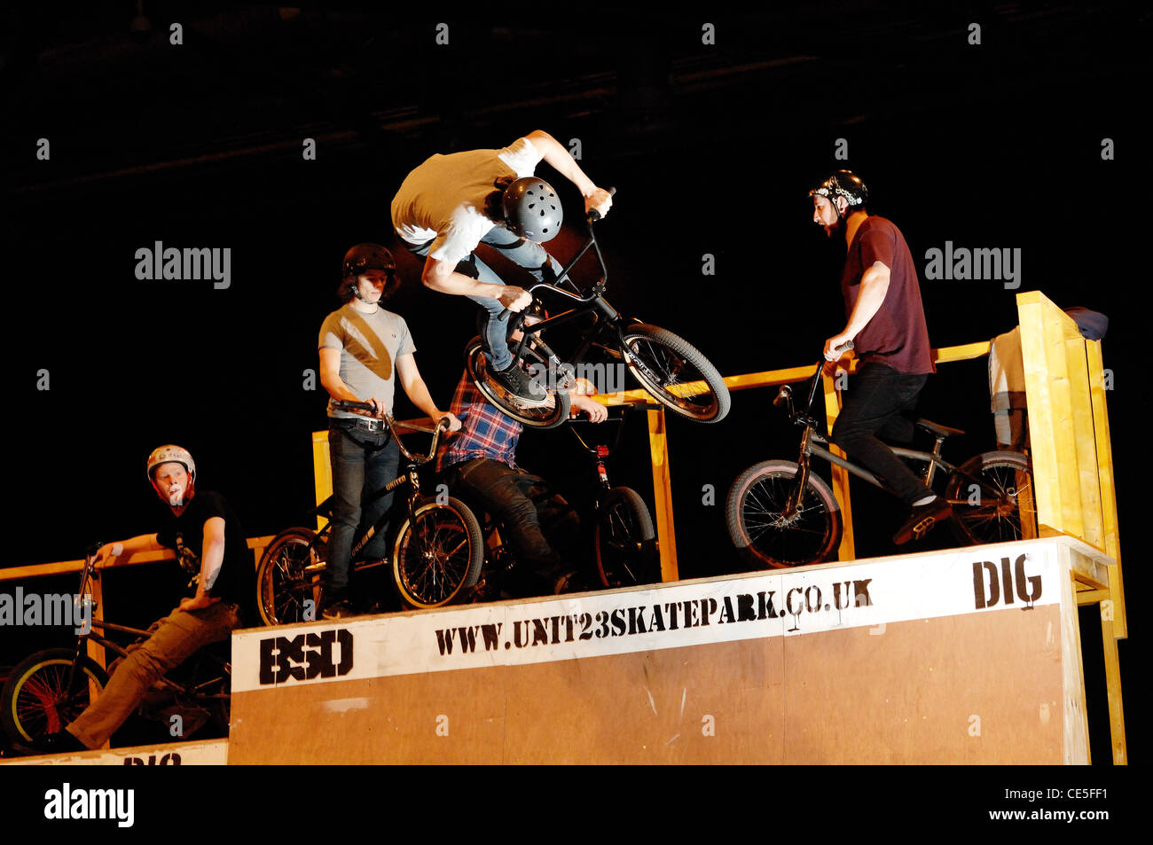 BMX riders perform stunts and tricks at the scottish bike show in the ...