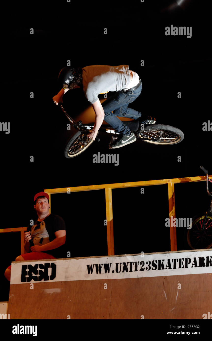 BMX riders perform stunts and tricks at the scottish bike show in the ...
