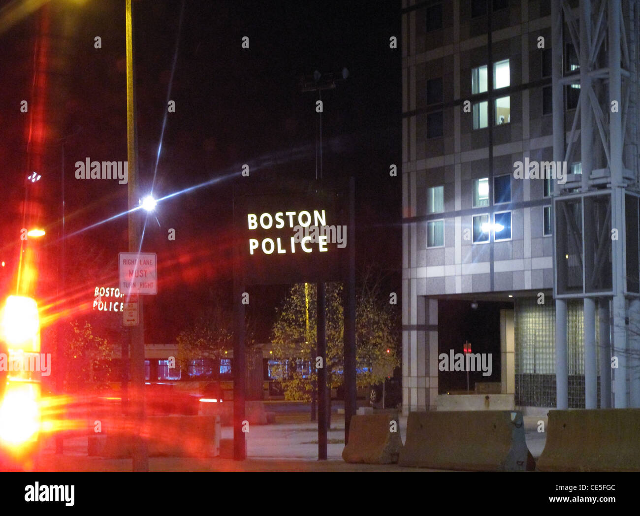 Night shot of the Boston Police headquarters on Tremont Street in ...