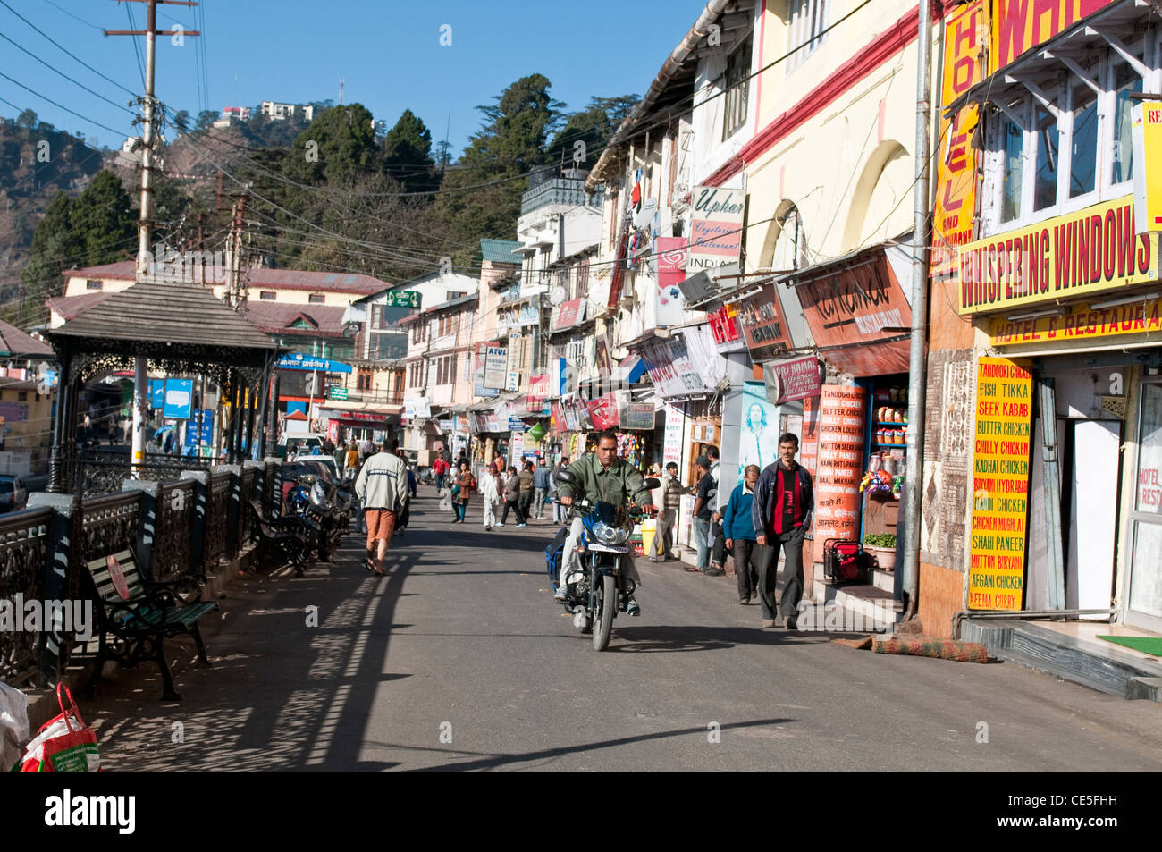 Shops and people on the Mall, Mussoorie, Uttarakhand, India Stock Photo ...