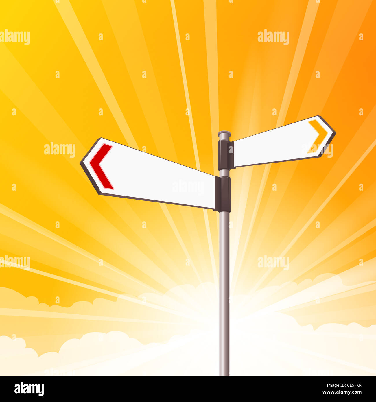 Blank Destination Signs - Two clear signs on yellow sunshine background ...