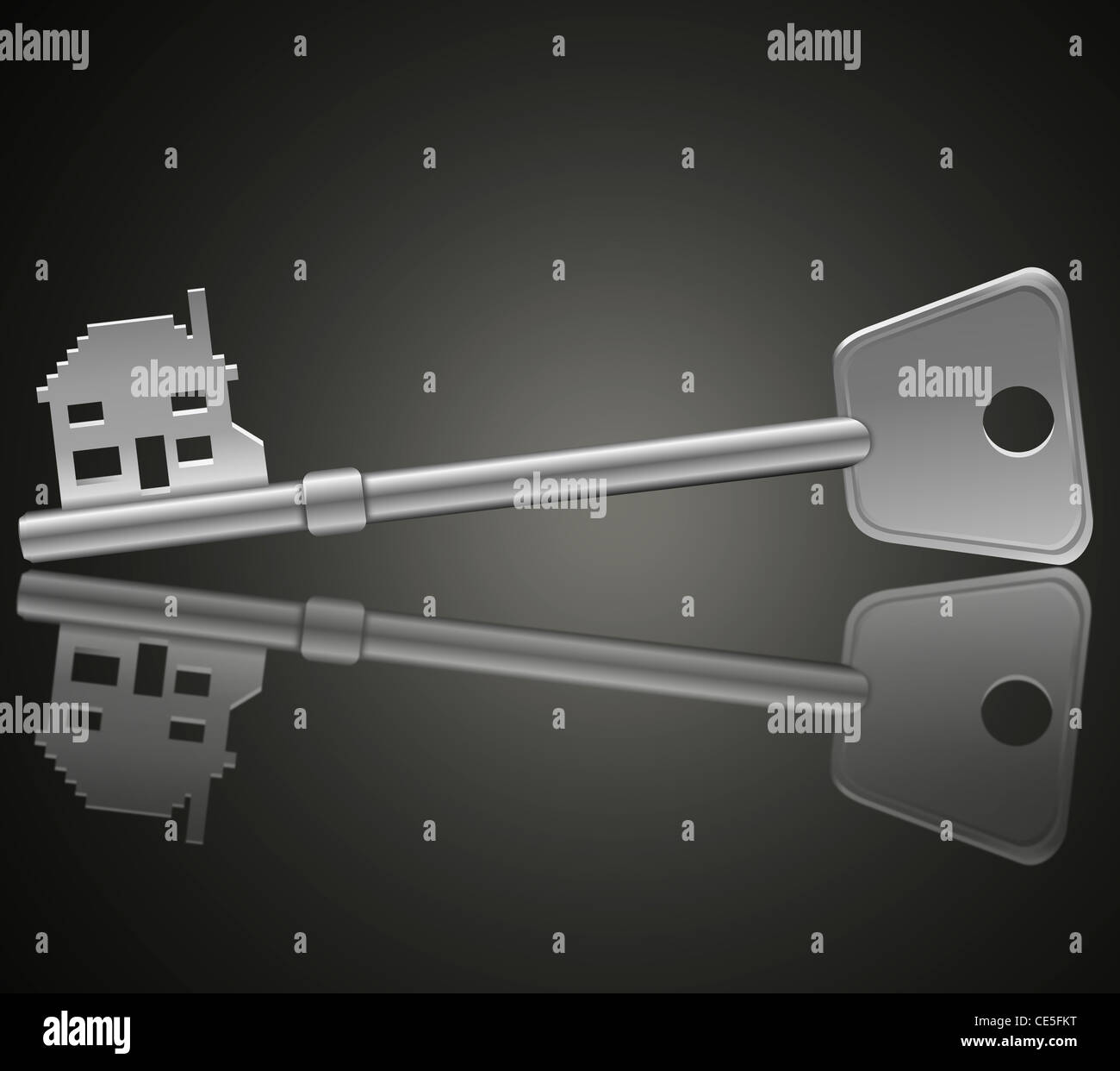 Illustration depicting a single key with a 'home' concept reflecting ...