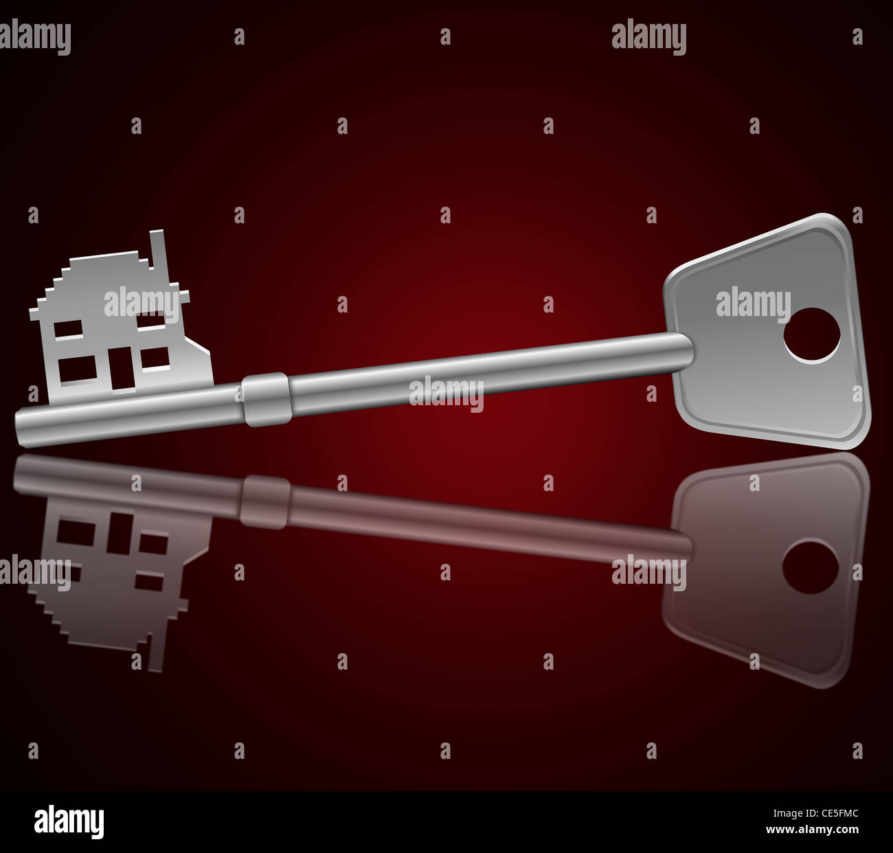 Illustration depicting a single key with a 'home' concept reflecting ...
