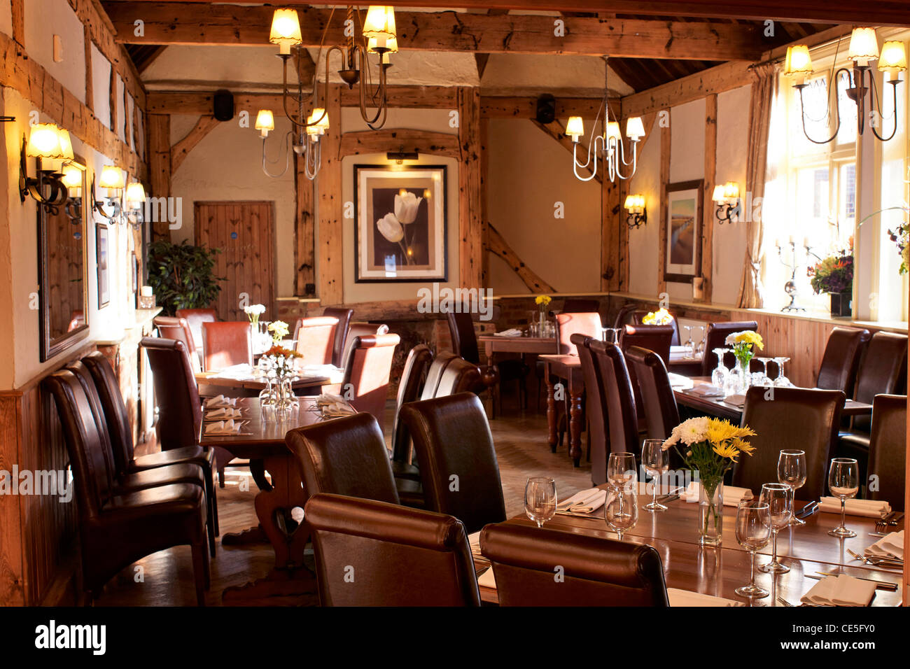 Interior of a British pub / restaurant Stock Photo - Alamy
