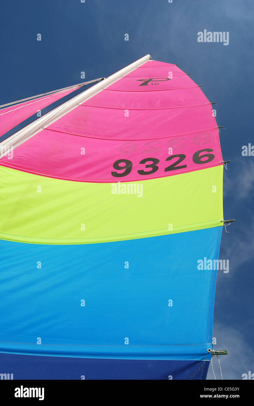 multicoloured sail, sailing boat Stock Photo - Alamy