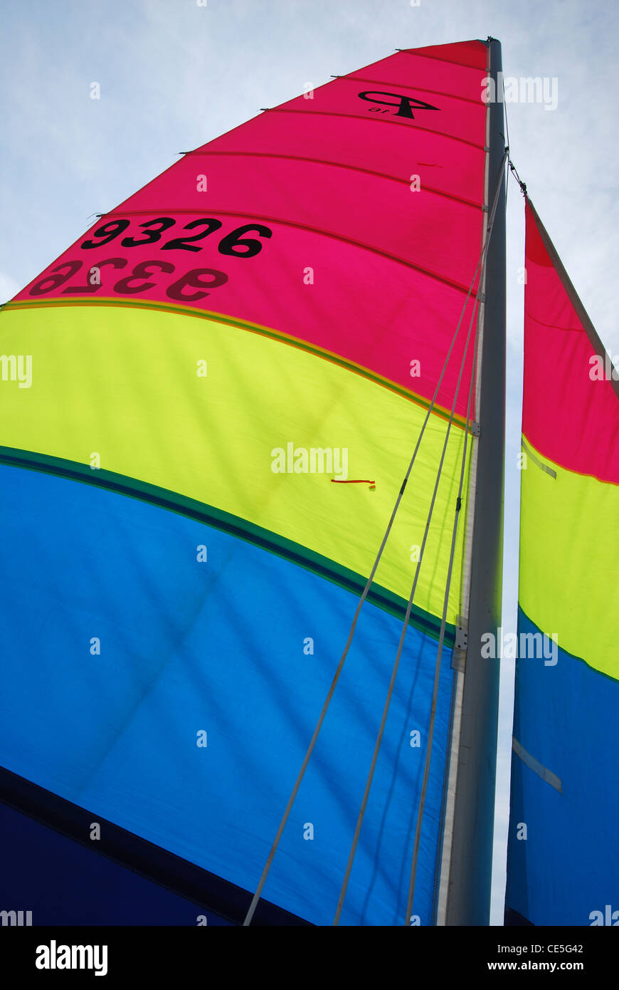 multicoloured sail, sailing boat Stock Photo - Alamy