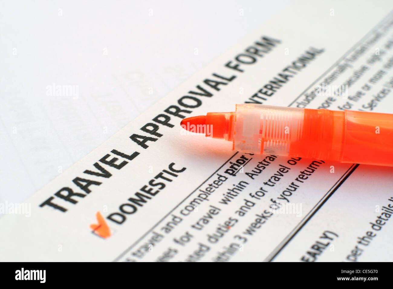 Travel Approval Form Stock Photo - Alamy