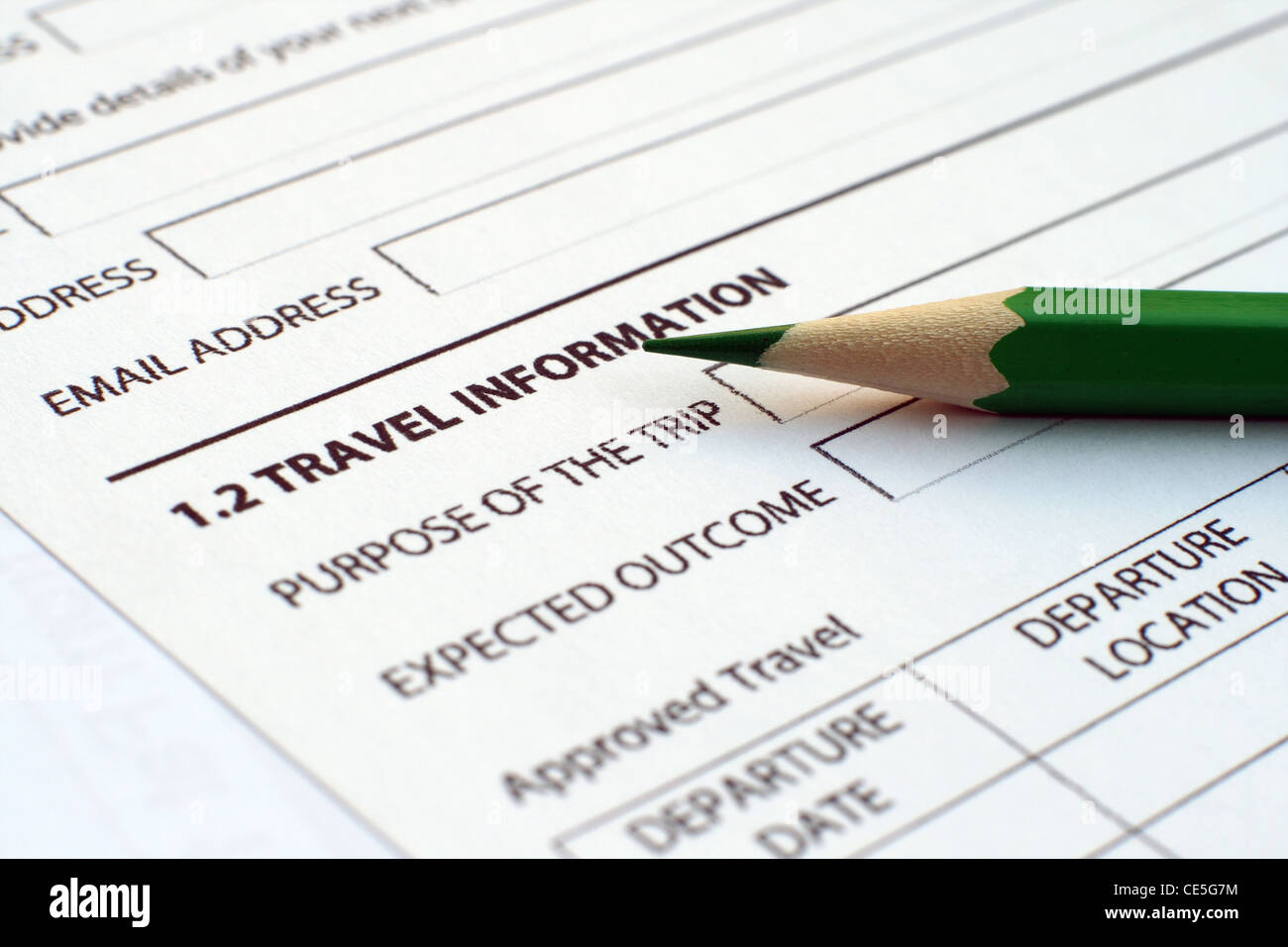 Travel information form Stock Photo - Alamy