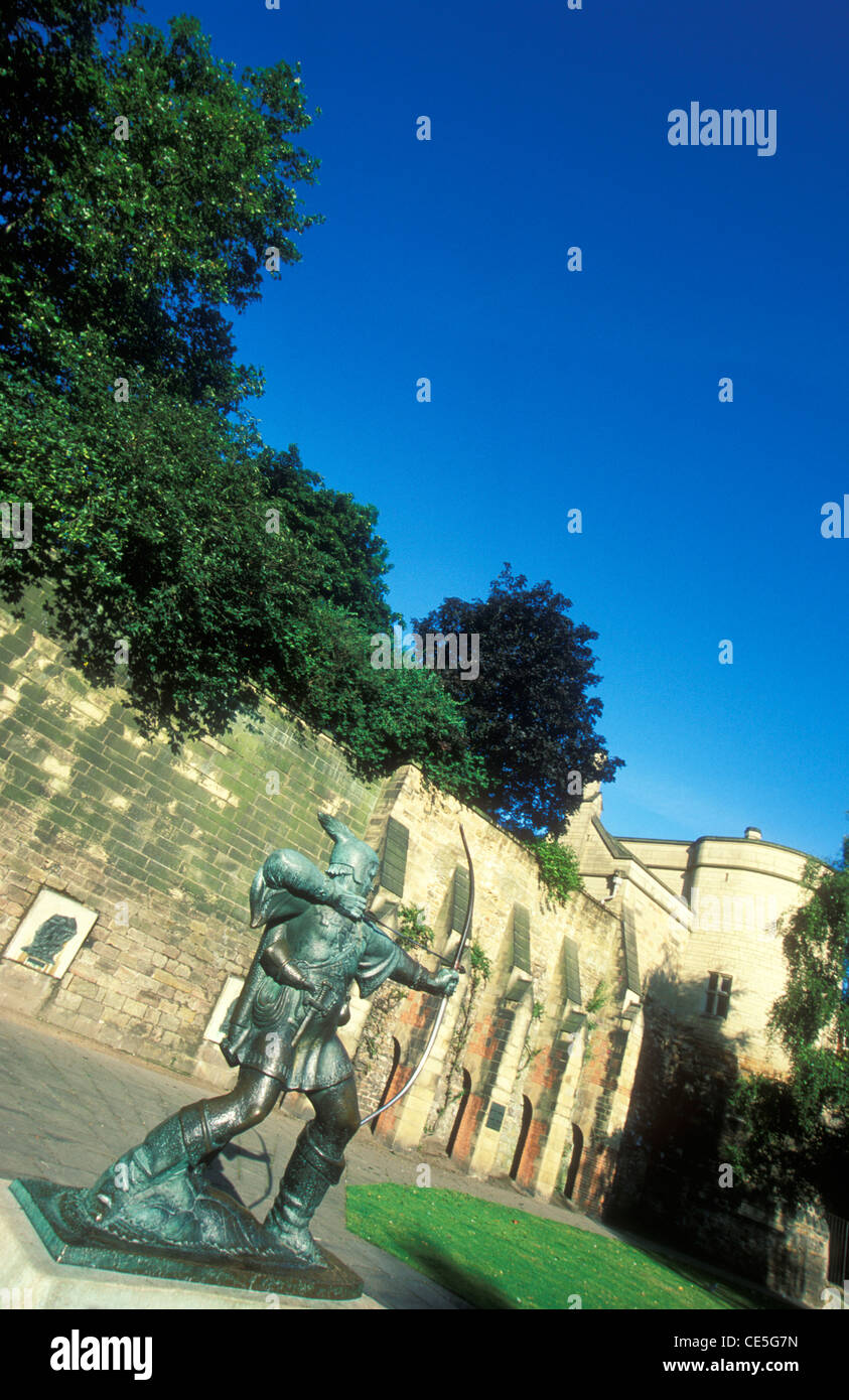 Statue of Robin hood the famous archer outlaw at Nottingham castle ...