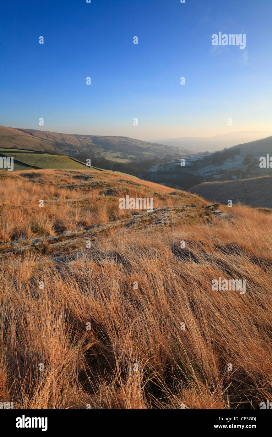 Winter morning on Close Moss above Marsden, Colne Valley, West ...
