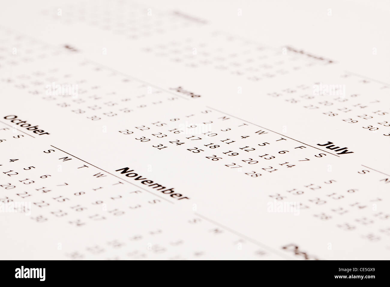 Calendar months hi-res stock photography and images - Alamy