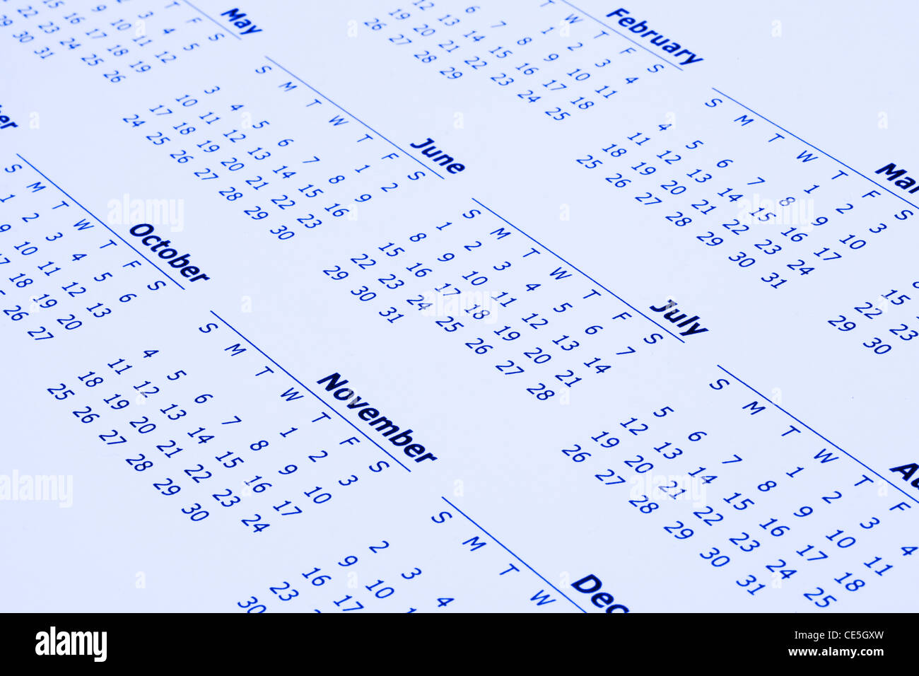 Calendar months hi-res stock photography and images - Alamy