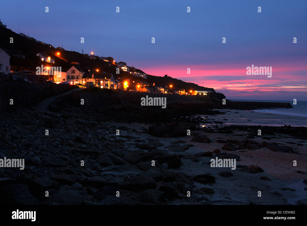 A long exposure of the village of Sennen, Cornwall UK Stock Photo - Alamy