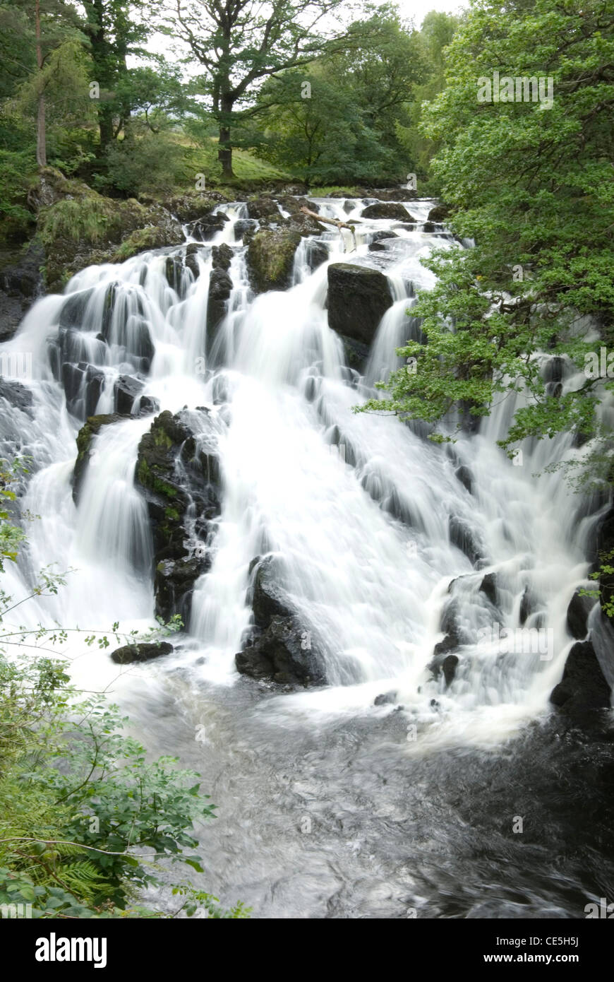 Swallow Falls Flowing in Full Spate on Afon Llugwy River, Snowdonia ...