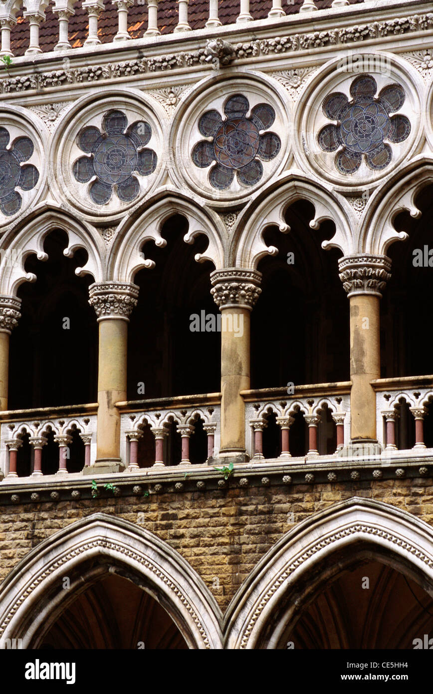 balcony pillars and arches of Bombay University Library ; Bombay Mumbai ...