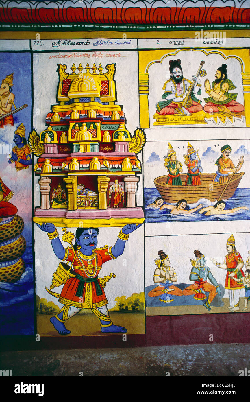 Ramayana wall paintings at Kumbakonam Ramaswamy temple ; Vibhishana ...